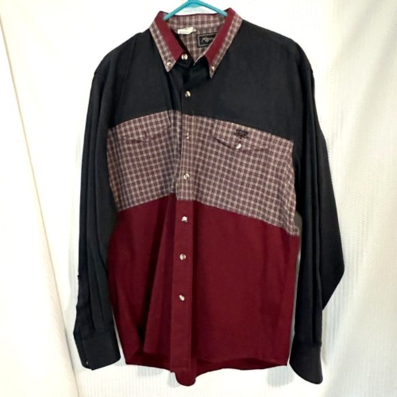 Roper | Shirts | Vintage Roper Black Red Button Shirt Mens Long Sleeve ...